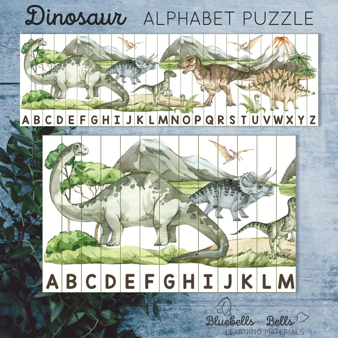 Dinosaur Puzzle Alphabet Sequence A-Z. Preschool and Kindergarten ...