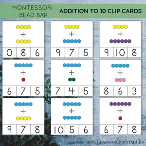 Montessori Addition Colored Beads Clip Cards. Montessori Printable Math ...