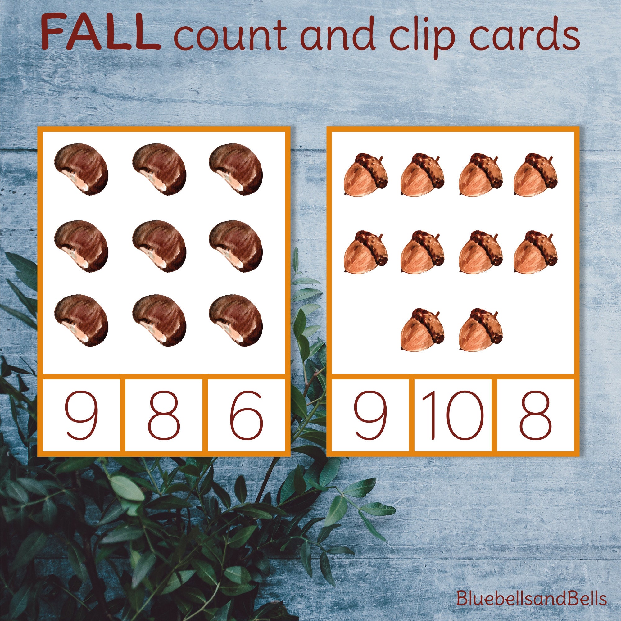 Autumn Preschool Printable Count and Clip Cards 1-10. - Etsy UK