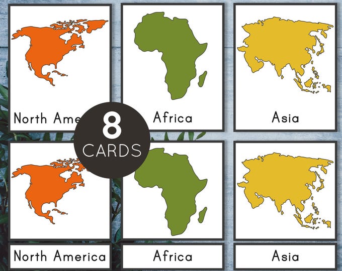 Continents BUNDLE, Facts and Coloring Pages, Worksheets, 3-part Cards ...