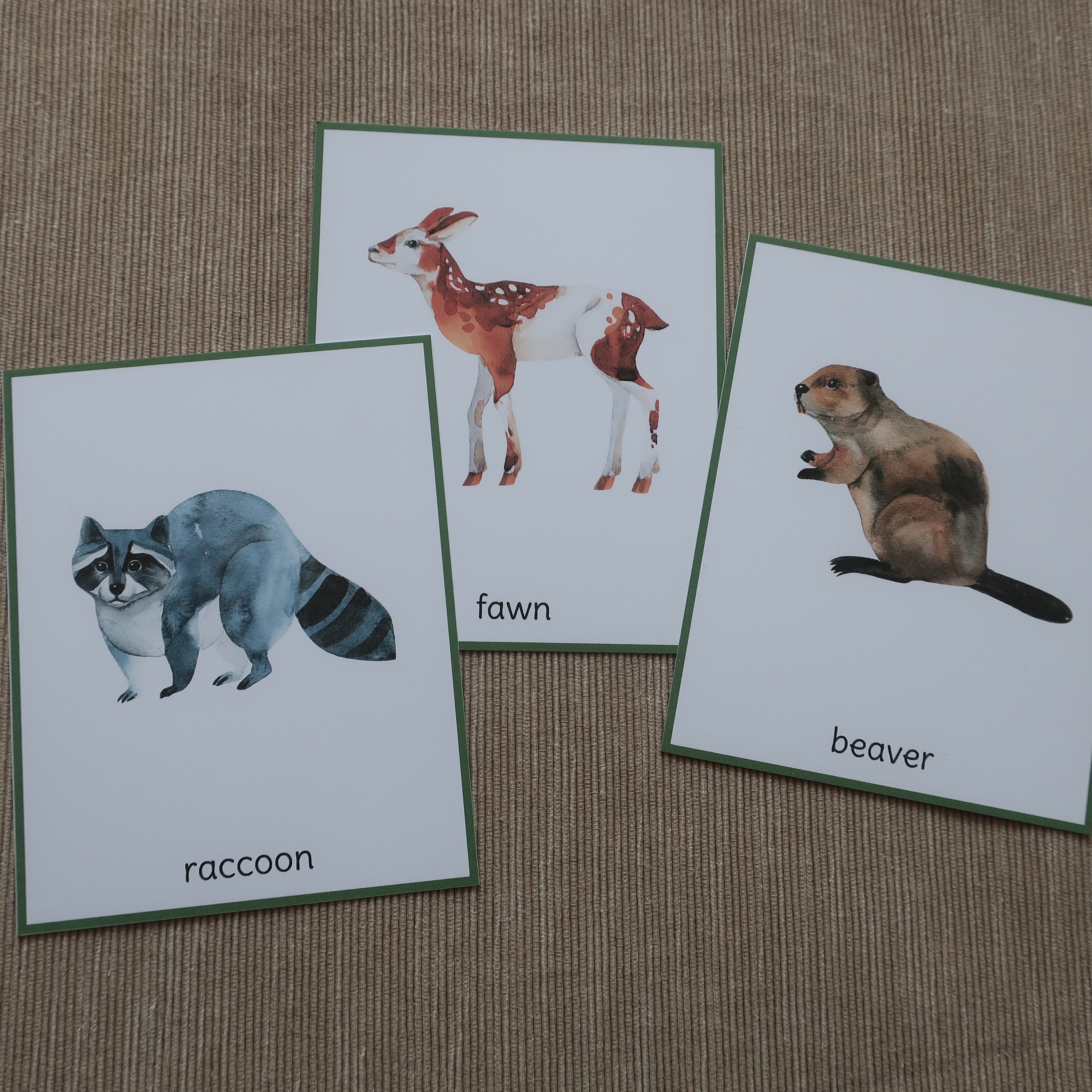 Woodland Animal Flash Cards. Toddler Printable Watercolor - Etsy