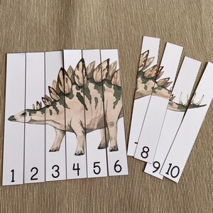 Dinosaur Puzzle Number Sequence 1-10. Montessori Preschool Printable ...