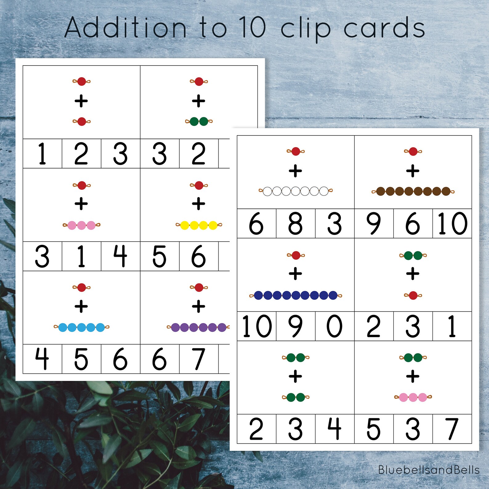 Montessori Addition Colored Beads Clip Cards. Montessori | Etsy