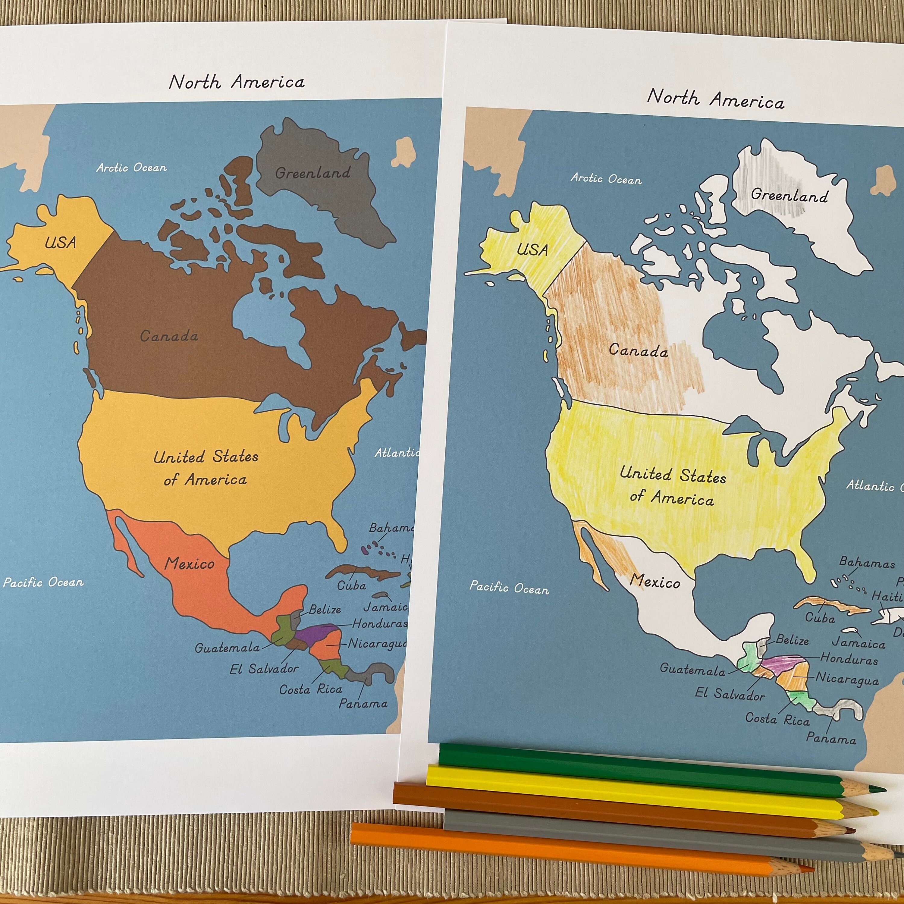 North America Montessori Maps and Country Cards. Geography Continent ...