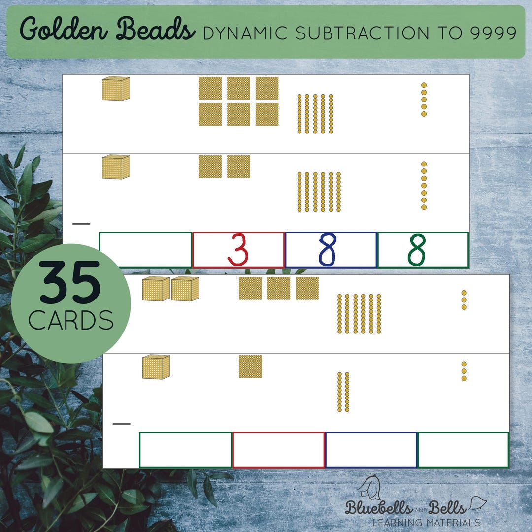 Montessori Golden Beads Dynamic Subtraction to 9999. Extension ...