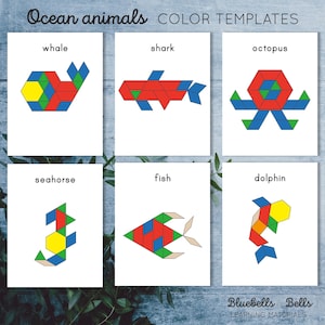 Ocean Animals Pattern Blocks Templates. Preschool and Kindergarten ...