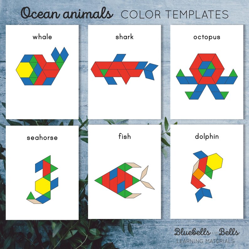 Ocean Animals Pattern Blocks Templates. Preschool and Kindergarten ...
