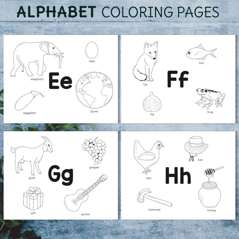 Alphabet Coloring Pages. Phonics Printable Worksheets. - Etsy