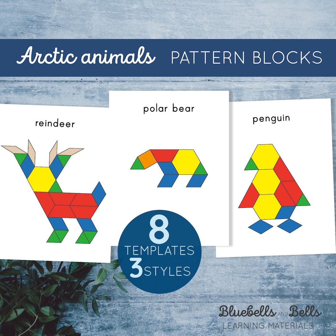 Arctic Animals Pattern Blocks Templates. Antarctic Animals Shape ...