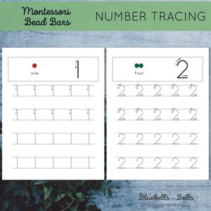 Montessori Bead Stair Number Tracing Worksheets. Kindergarten ...