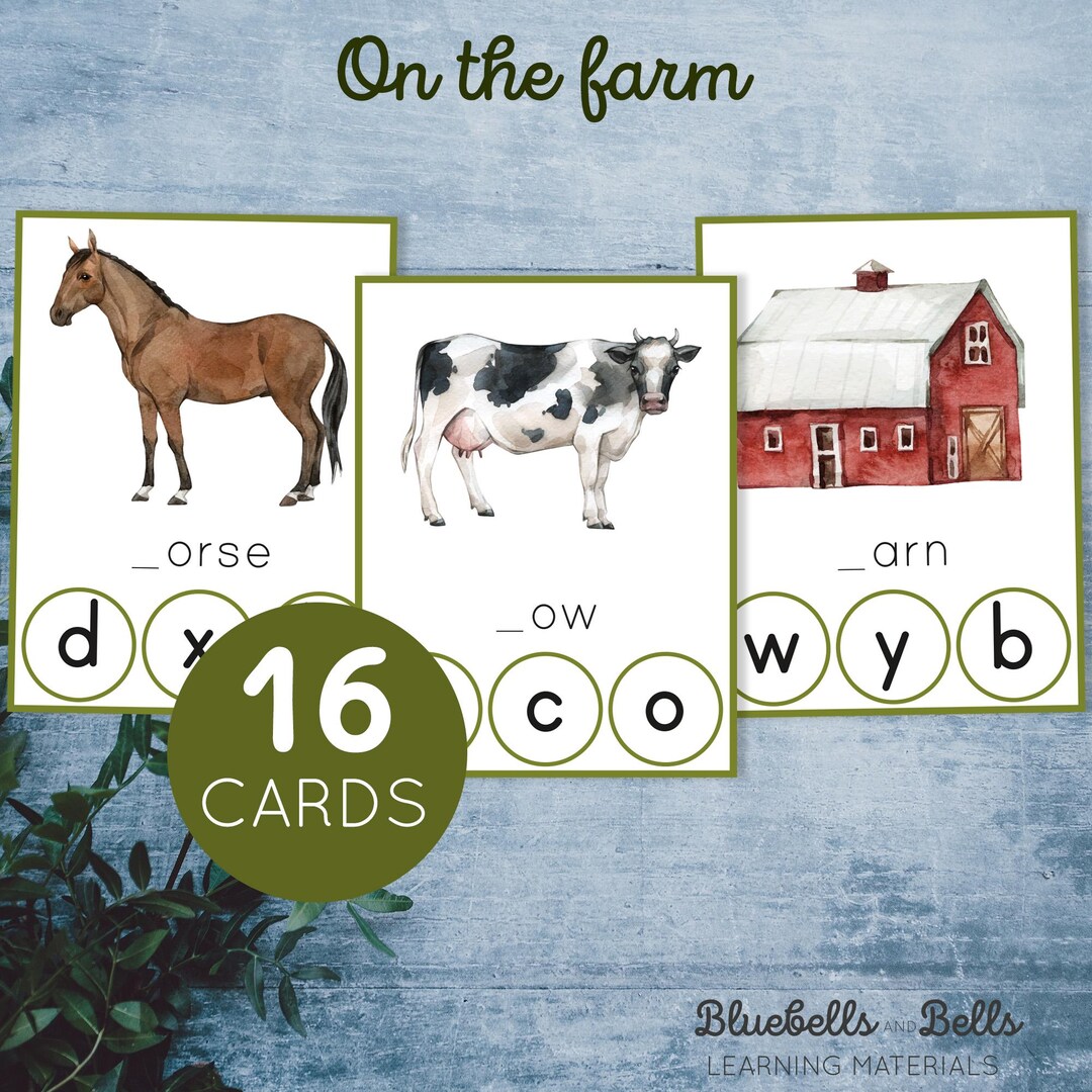 Farm Phonics Clip Cards. Montessori Printable Beginning Sound Activity ...