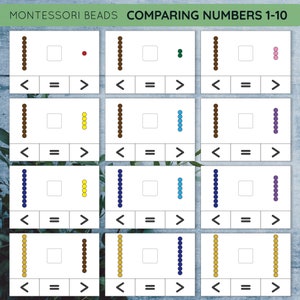 Montessori Bead Bar Comparing Numbers to Ten. More Than, Less Than ...