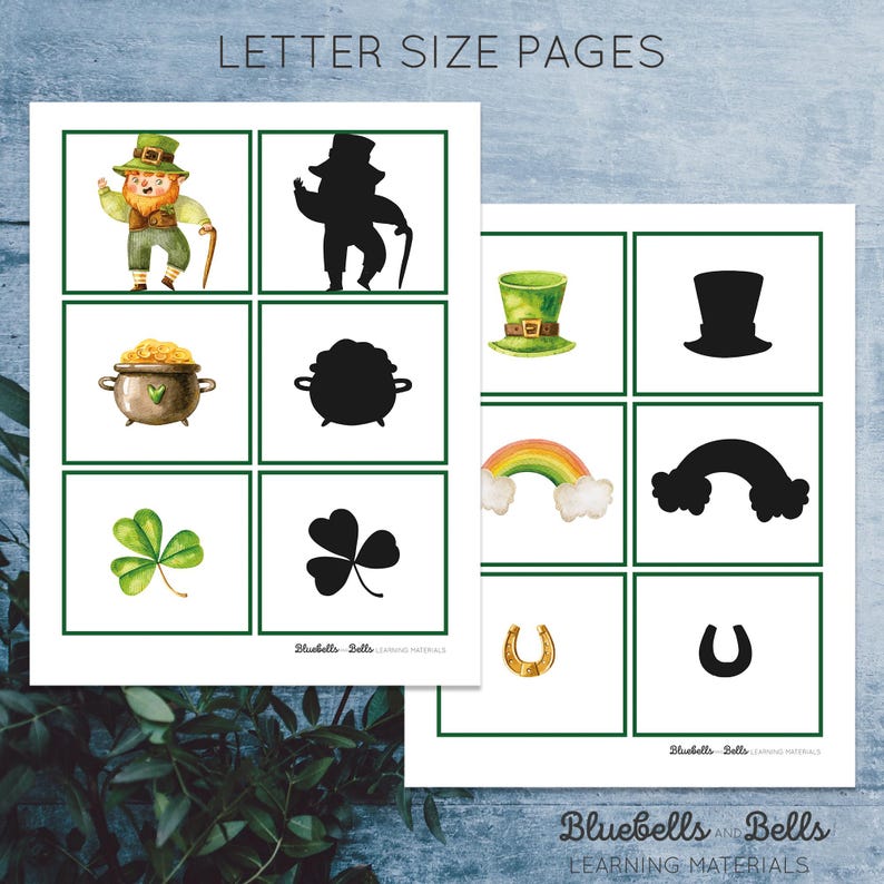 St. Patrick's Day Preschool Printable Shadow Matching Cards. Montessori ...