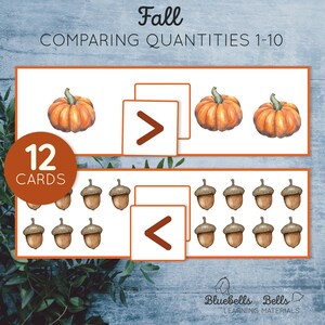 Preschool Fall Printable Comparing Numbers. More Than, Less Than, Equal ...