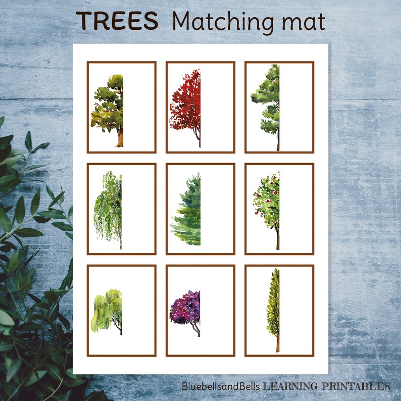 Toddler Puzzle Trees Halves Matching. Montessori Printable Busy Book ...