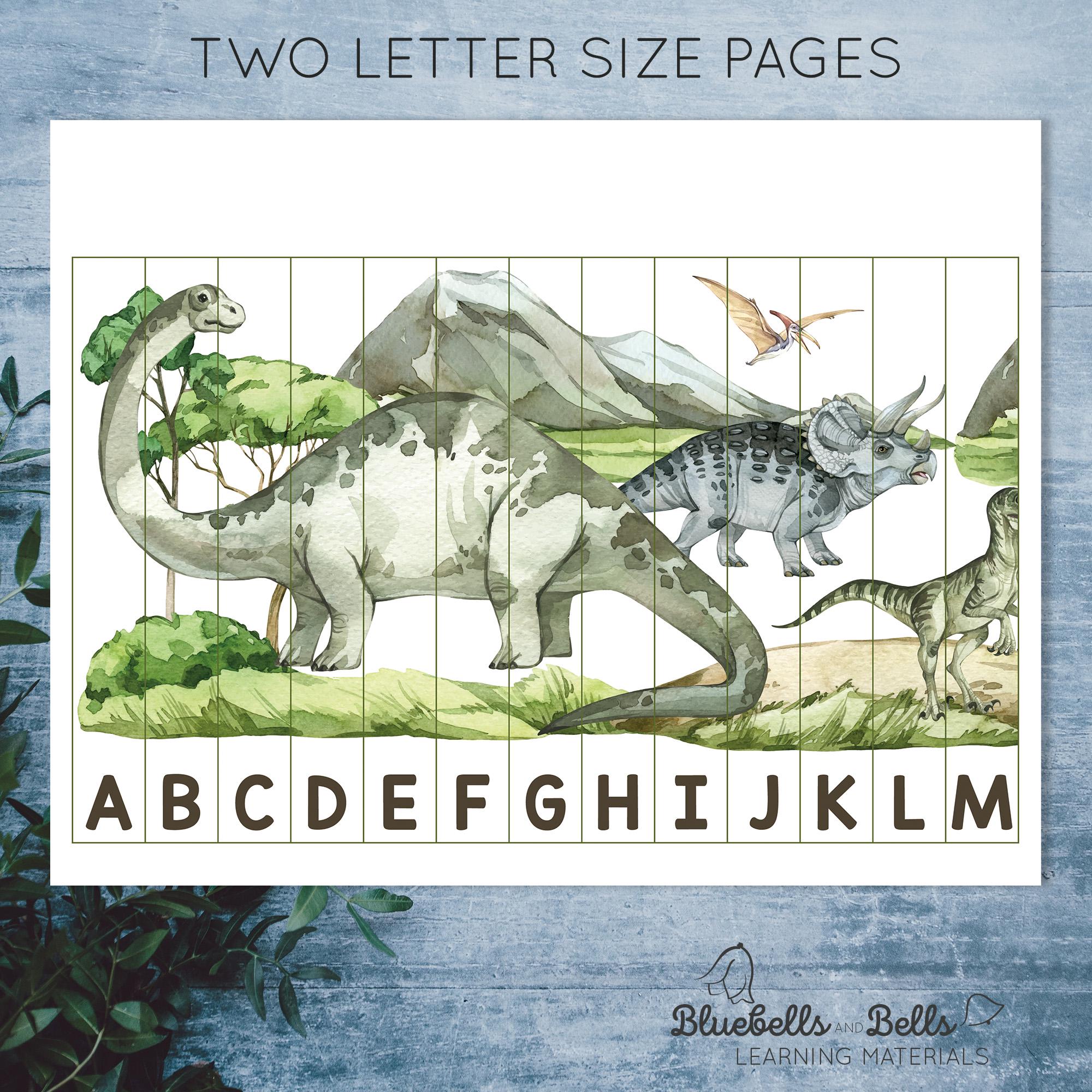 Dinosaur Puzzle Alphabet Sequence A-Z. Preschool and Kindergarten ...