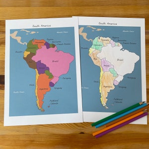 South America Montessori Maps and Country Cards. Continent Study ...