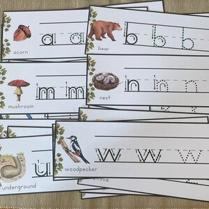 Alphabet Tracing Strips Woodland Lowercase. Handwriting Activity for ...