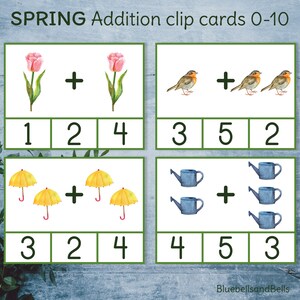 Montessori Spring Printable Addition Clip Cards. Preschool and ...