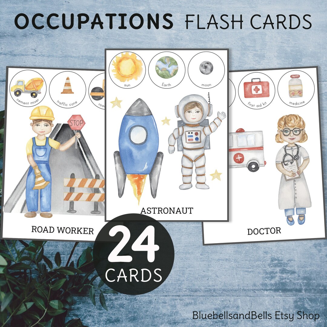 Occupations Cards. Professions Printable Flash Cards. - Etsy