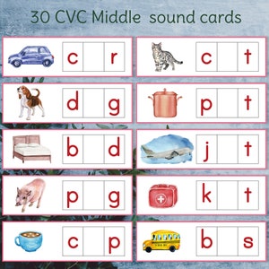 Montessori Printable Moveable Alphabet. CVC Word Phonics Matching Cards ...