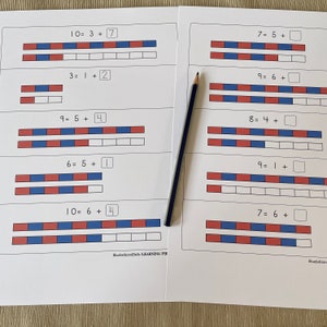 Montessori Number Rods Addition Printable. Missing Addend Equation ...