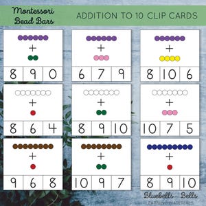 Montessori Addition Colored Beads Clip Cards. Montessori Printable Math ...