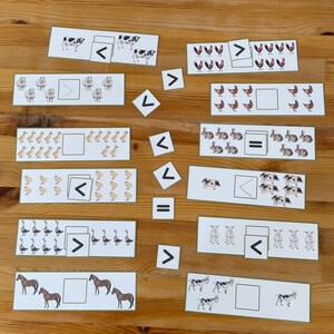 Farm Preschool Printable Comparing Numbers Cards. More Than, Less Than ...