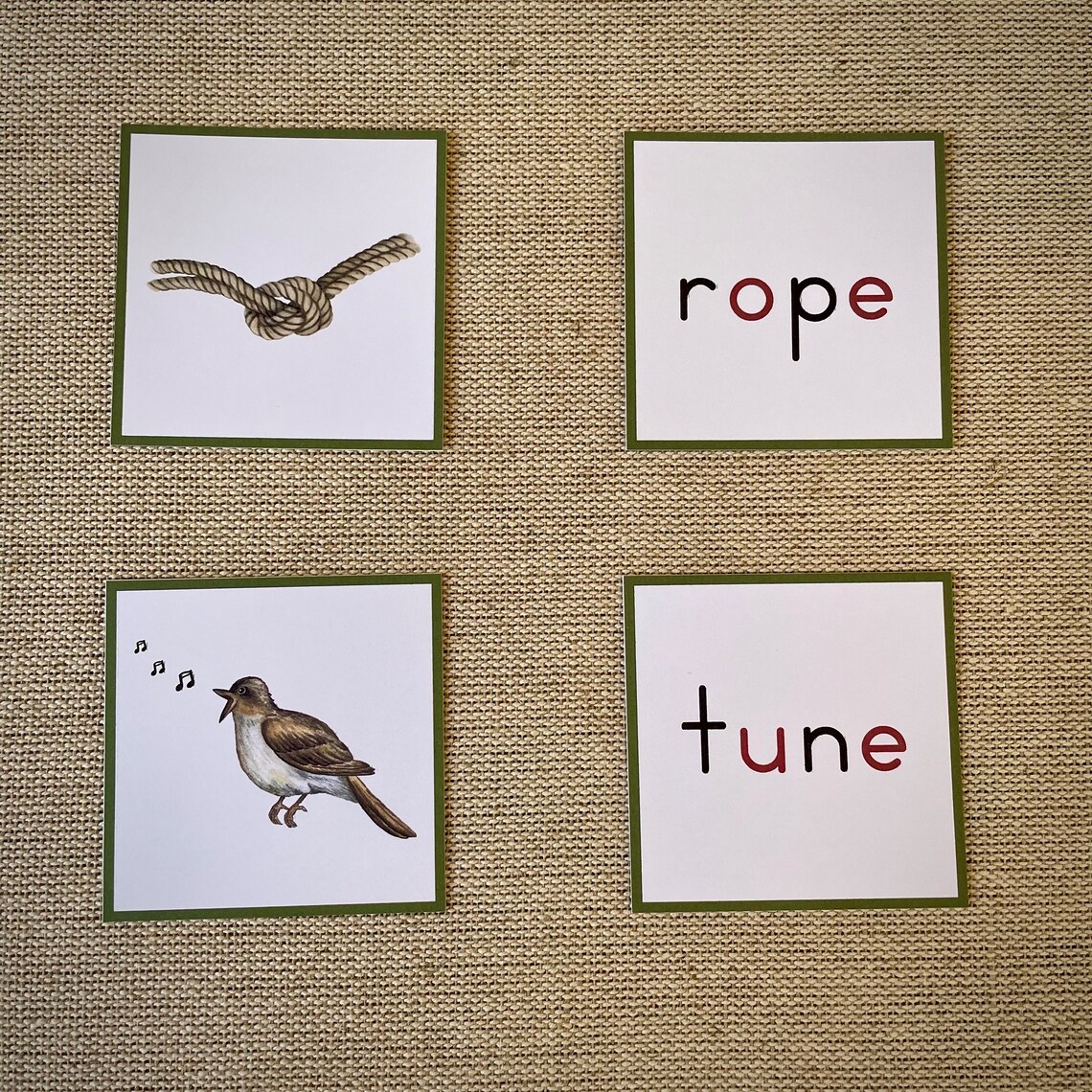 Silent E Montessori Green Series Picture Word Matching Activity. - Etsy