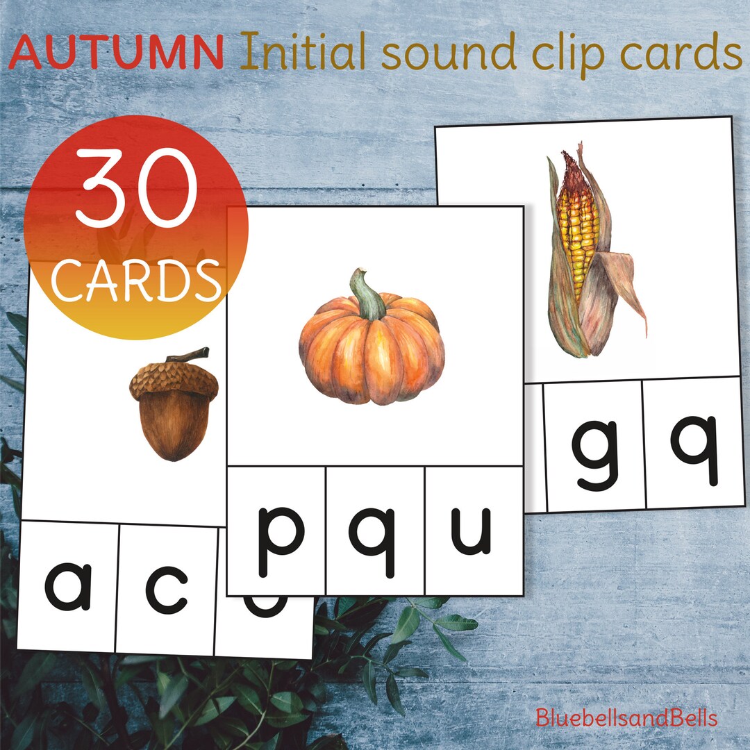 Autumn Phonics Clip Cards. Montessori Fall Printable. - Etsy