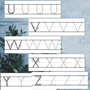 Uppercase Letter Tracing Strips Lined. Preschool and Kindergarten ...