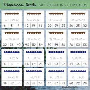 Montessori Bead Bar Skip Counting Clip Cards. Multiplication ...