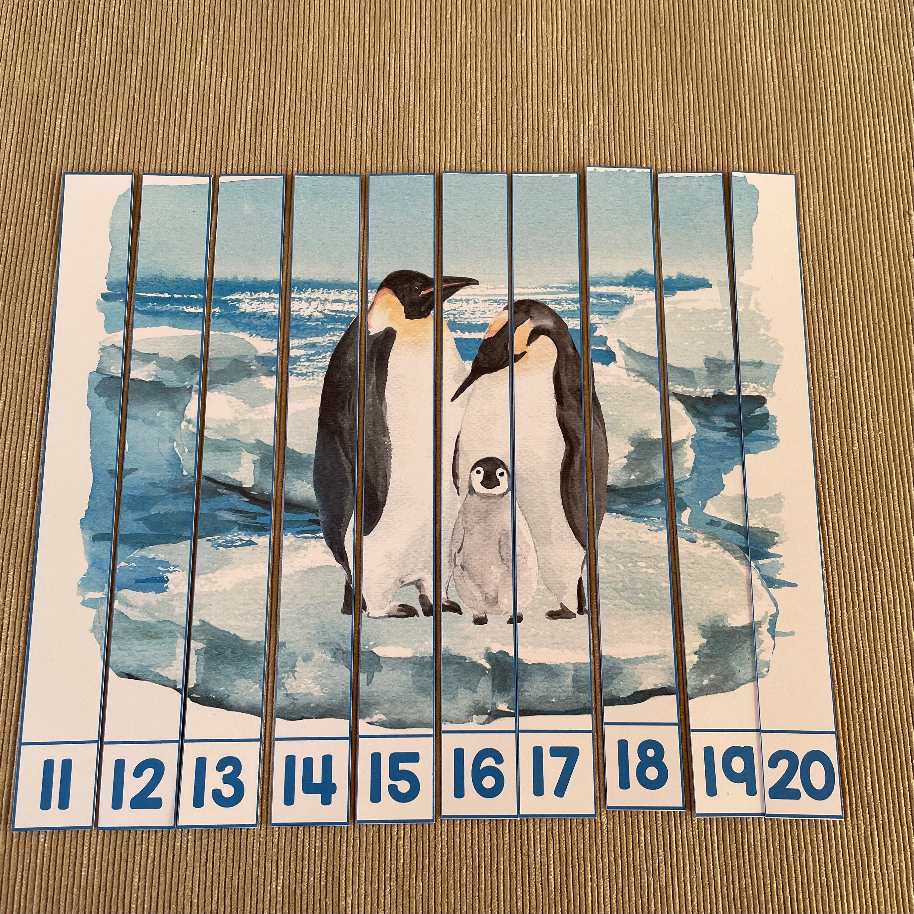 Montessori Winter Kindergarten Printable Polar Bear and Penguins Number ...