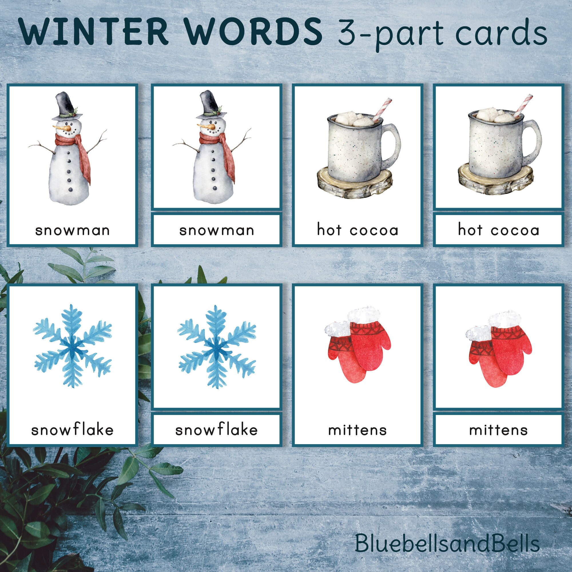 Winter Montessori Printable Vocabulary 3 Part Cards. Preschool - Etsy