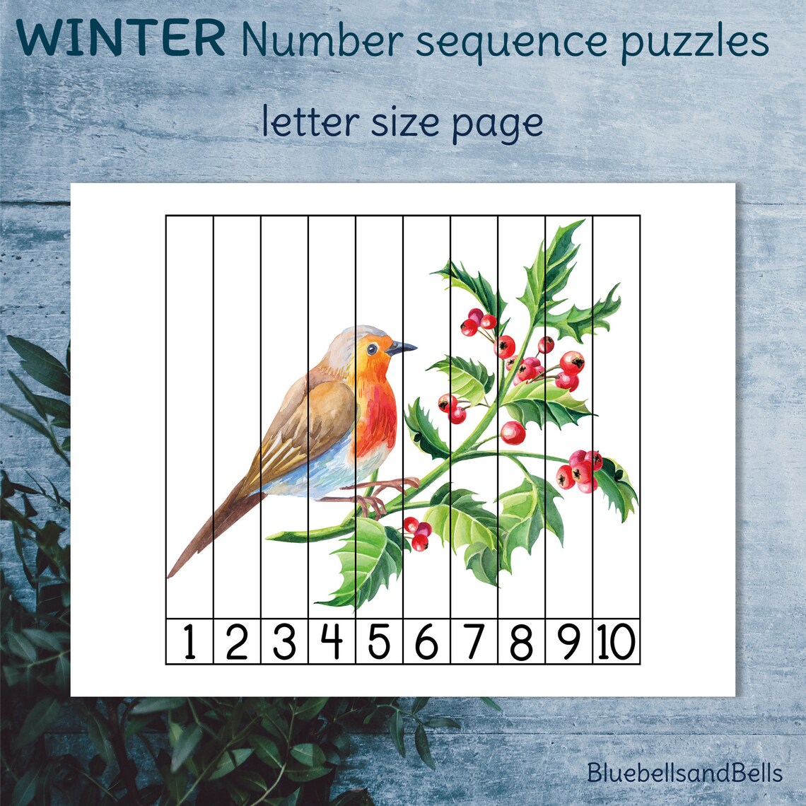 Number Sequence Puzzles Printable. Montessori Winter Preschool Activity ...