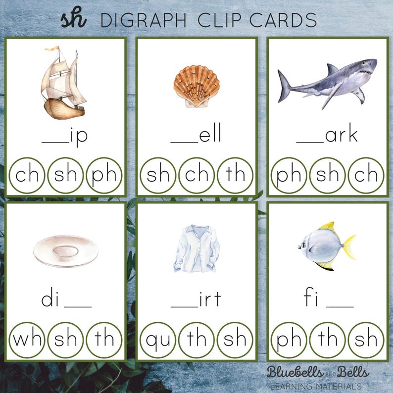 Digraph Clip Cards. - Etsy