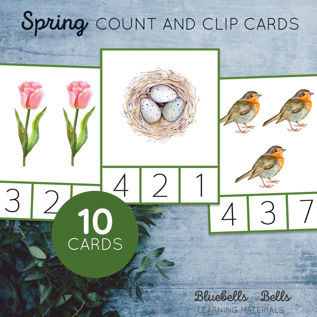 Spring Count and Clip Cards 1-10. Montessori Preschool Math Printable ...