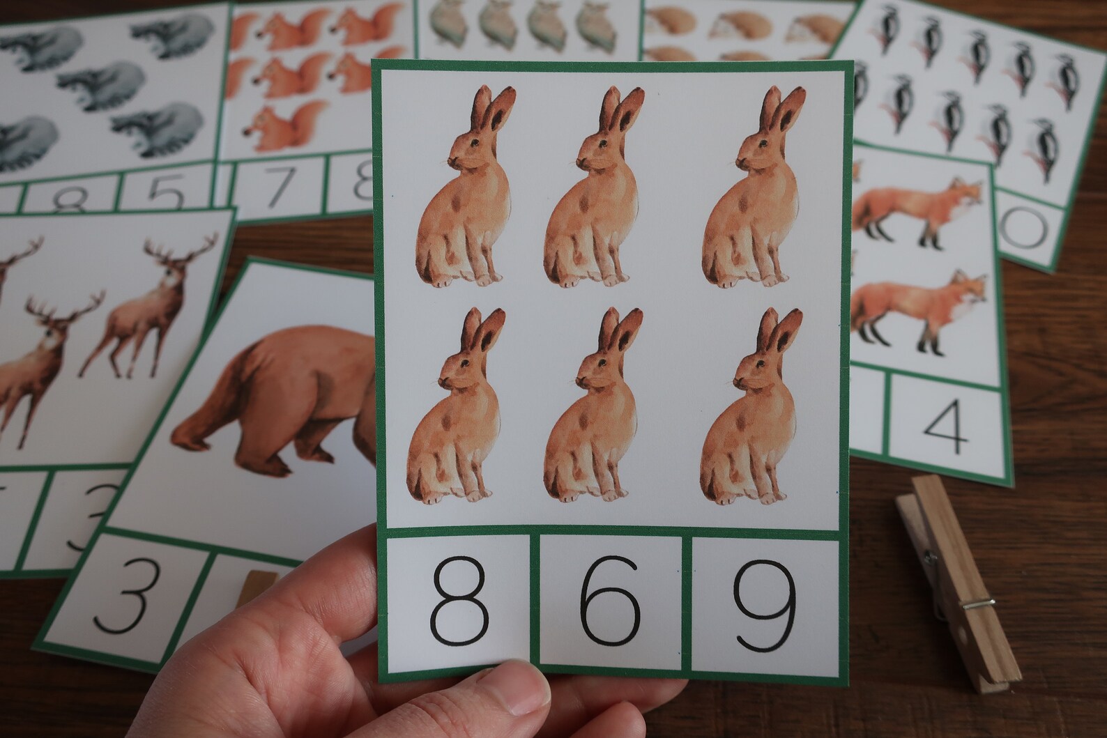 Woodland Animals Count and Clip Cards 1-10. Montessori Printable. - Etsy