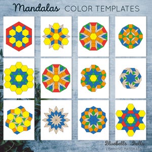 Pattern Block Templates Mandalas. - Etsy