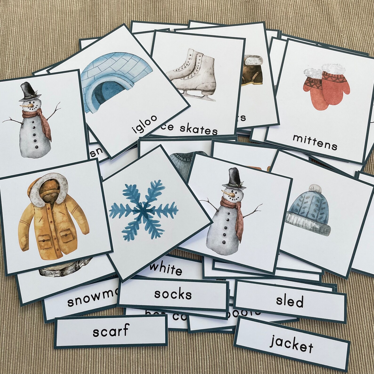 Winter Montessori Printable Vocabulary 3 Part Cards. Preschool and ...