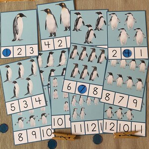 Penguin Count and Clip Cards 1-12. Preschool Winter Math Activity. - Etsy