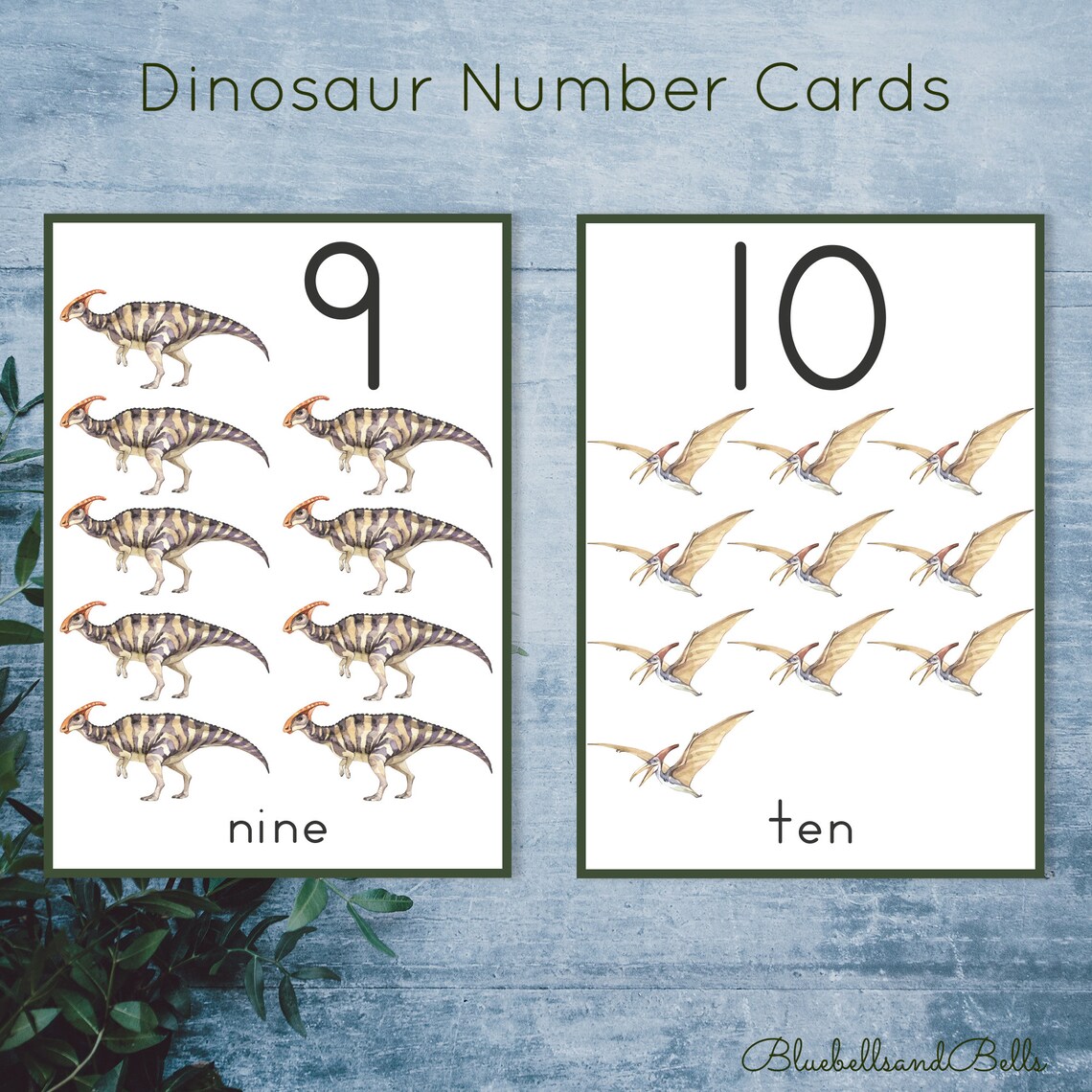 Dinosaur Counting Cards. Printable Dino Number Flash Cards. | Etsy