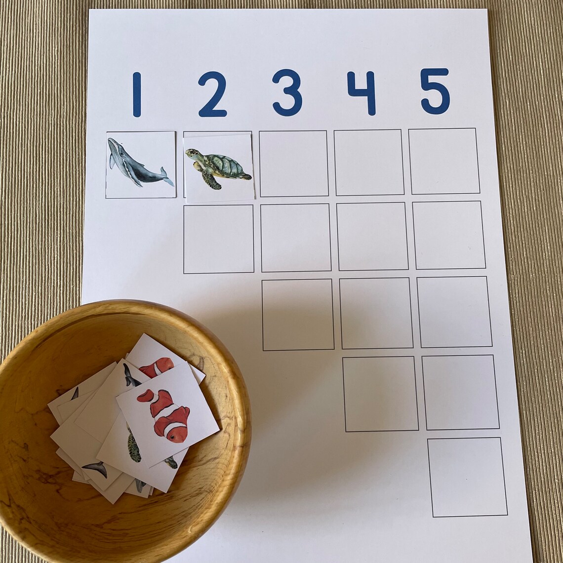 Ocean Toddler Puzzle Number Chart 1-5. Montessori Math Printable. - Etsy
