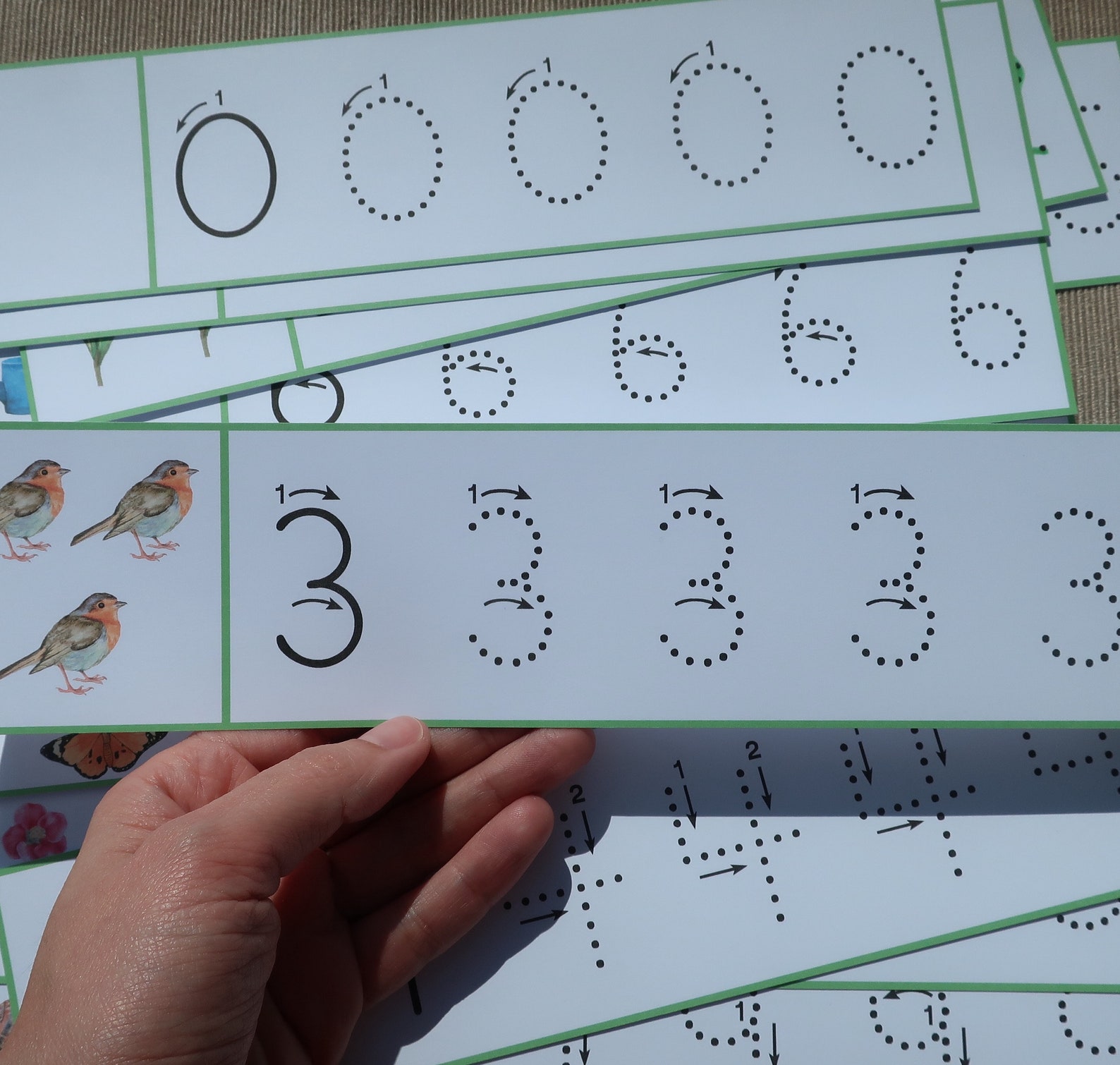 Spring Printable Number Tracing Strips. Spring Preschool and | Etsy