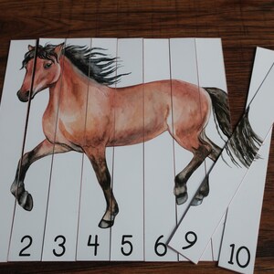 Farm animal number sequence puzzles 1-10. Preschool math | Etsy