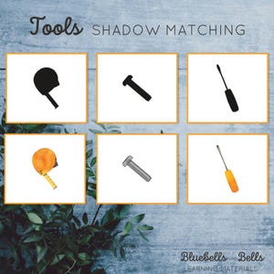 Tools Shadow Matching Cards. Montessori Toddler Printable. Preschool ...