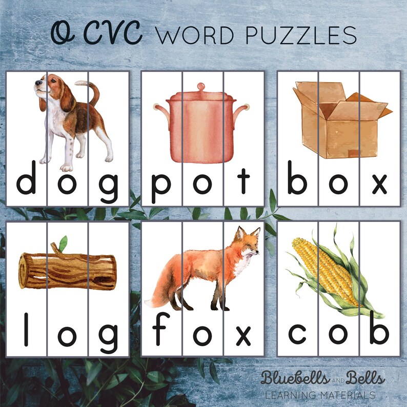 Phonics Preschool Printable CVC Word Puzzles. Montessori Toddler ...