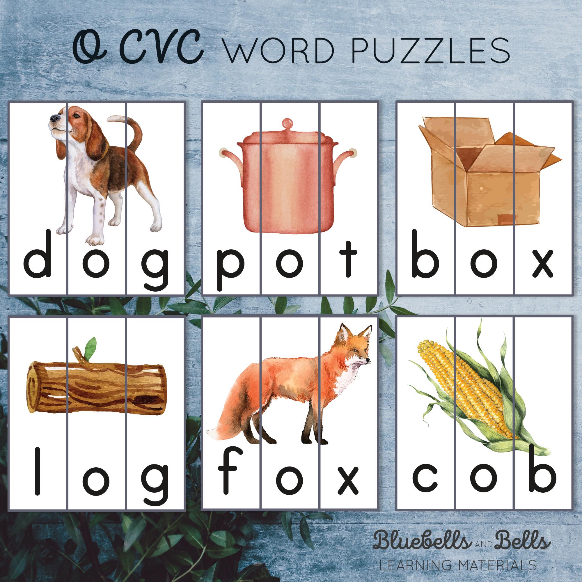 Phonics Preschool Printable CVC Word Puzzles. Montessori Toddler ...