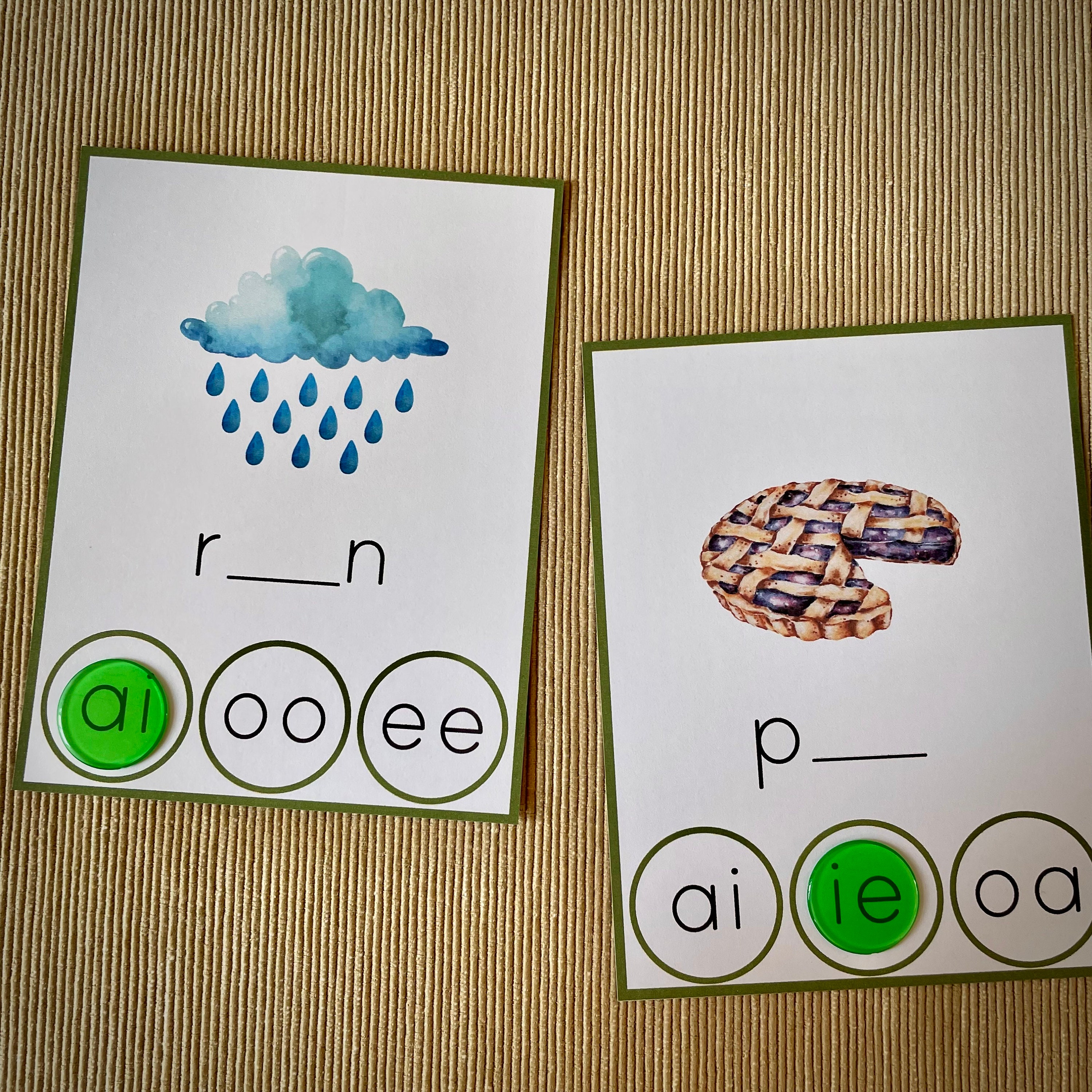 Digraphs Clip Cards Vowels. Montessori Green Series Phonics Printable ...