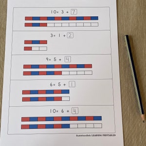 Montessori Number Rods Addition Printable. Missing Addend Equation ...